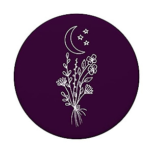 Eggplant Dark Purple - Boho Moon Wildflower Floral PopSockets Swappable PopGrip