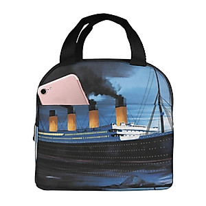 Titanic Lunch Bag for Men Women Tote Insulated Cooler Bags Reusable Lunch Box 8.5x5 Inch for College Work Office Picnic