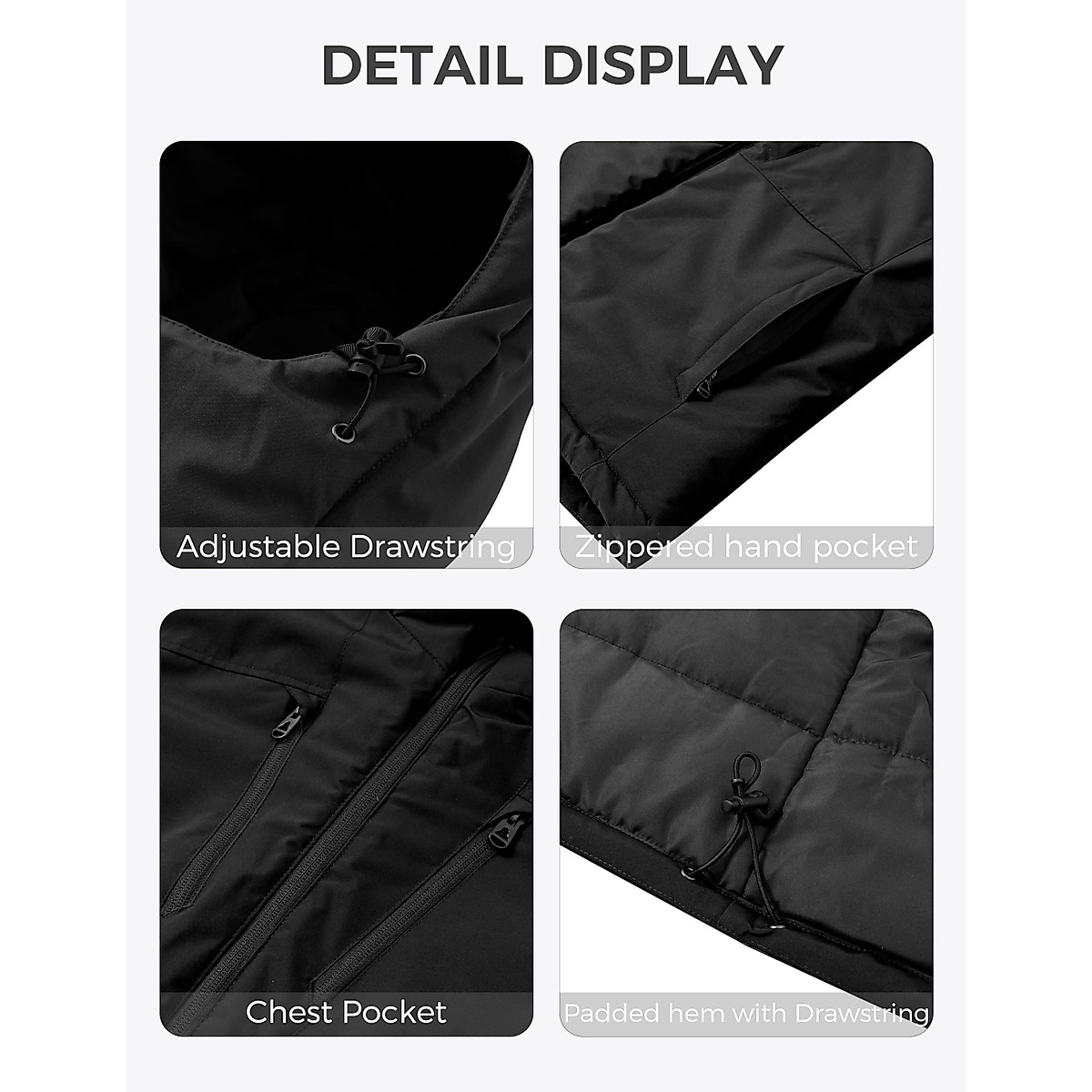 wantdo Men's Winter Ski Jacket Waterproof Snow Jacket Windproof Mountain Raincoat Hooded Navy XL