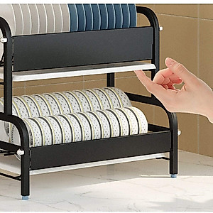 Plate Rack Draining Dish Rack 2-layer Stainless Steel With Drain Plate Dish Rack Drain Rack Tableware Drying for Kitchen Countertop Pan Plate Holder