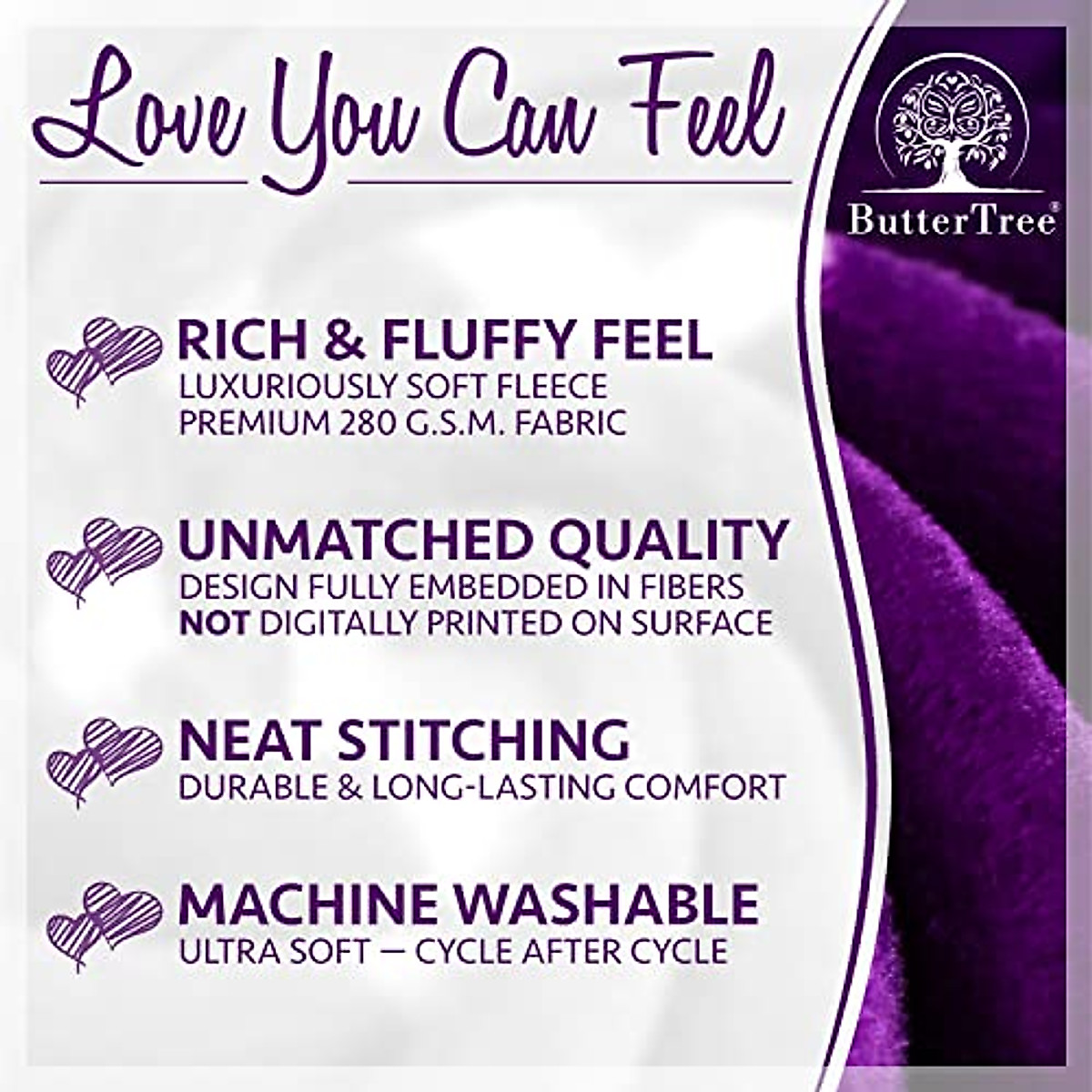 ButterTree Mom and Daughter Blankets, Throw Blankets 65" x 50" (2-Pack, Purple)