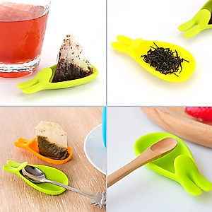 5Pcs Cute Rabbit Shape Silicone Tea Bag Holder Tea Accessories for Cup Mug Candy Colors Gift