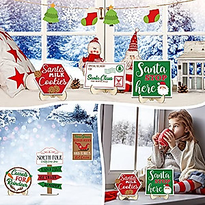 13 Pieces Winter Tiered Tray Decor Winter Table Farmhouse Centerpieces Decoration Elk Sled Tree Snowflake Wood Blocks Signs for Home Room Decor(Christmas Style)