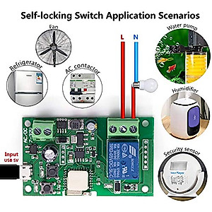 Newgoal wireless jog relay momentary/self-locking switch module DIY smart home remote control wifi relay switch Ewelink App compatible with Alexa Echo Google Home IFTTT (DC1)