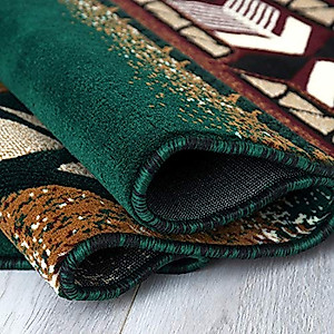 Champion Rugs Southwest Native American Navajo Aztec Tribal Indian Hunter Green Carpet Area Rug (2 Feet X 3 Feet)