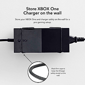 Xbox One Original Wall Mount Solution by FLOATING GRIP - Mounting Kit for Game Consoles - Effective Ventilation, Easy-to-Install System (Bundle: Fits Xbox One Original + 2X Controllers, Black)