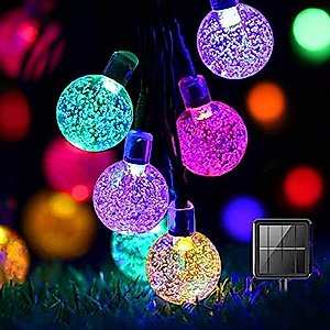 BIUYOY Solar String Lights Outdoor Waterproof 50LED 24 Feet Fairy Lights 8 Mode Indoor/Outdoor Globe Lights for Garden Patio Yard Home Christmas Parties Wedding(Multi-Color)