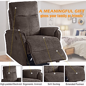 BCPHOME Electric Power, Small Recliners on Clearance,Living Room Single Sofa, Home Theater Seating with USB Port,Ergonomic Lounge Chair,Brown