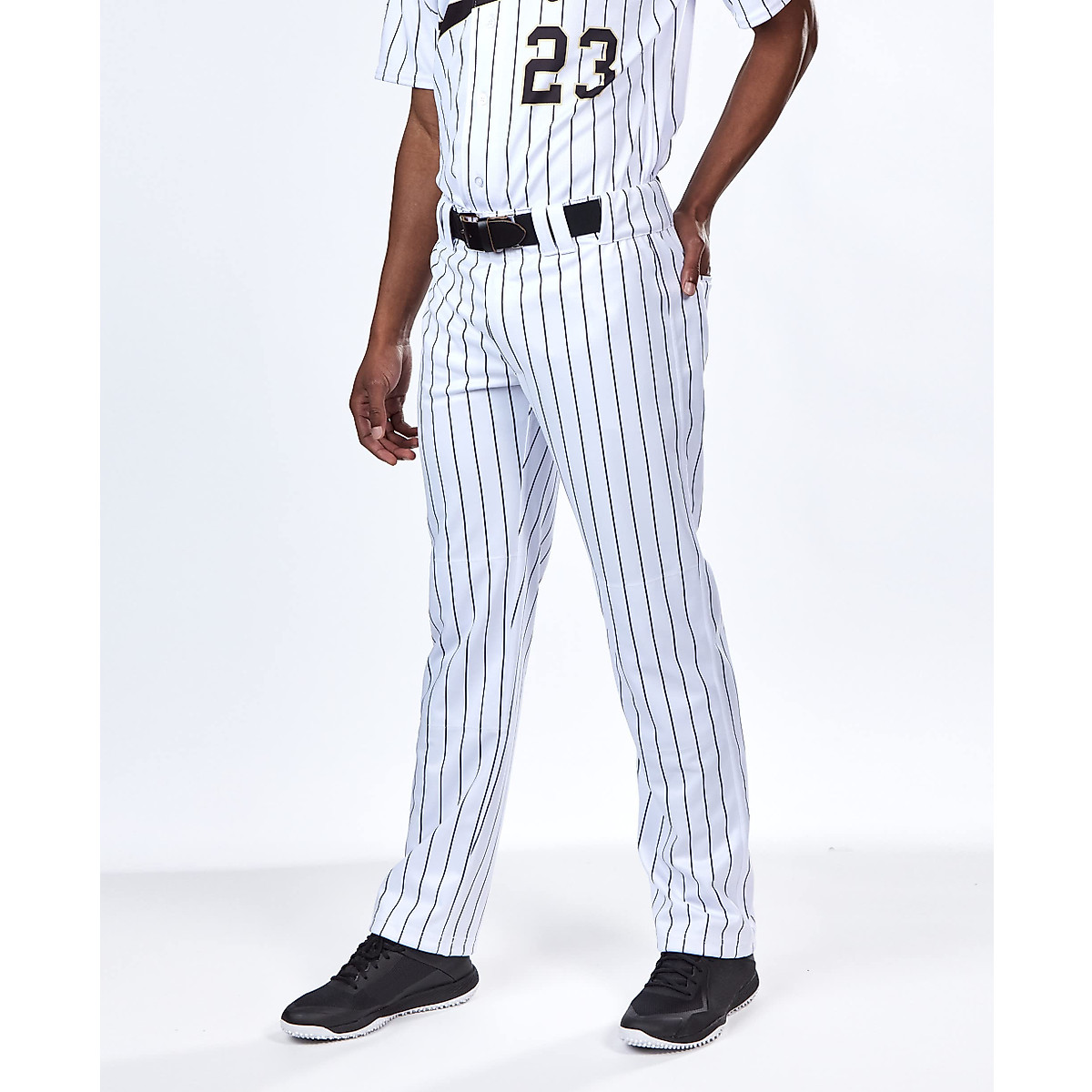 EvoShield Adult Salute Pinstripe Open Bottom Pant - White/Black, Size Small