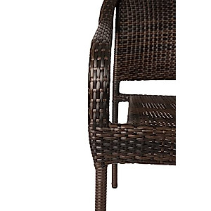 Patio Sense 63490 Rhodos Cafe Stacking Chairs in Mocha All Weather Wicker Construction No Assembly Lightweight for Indoor & Outdoor - Set of 4