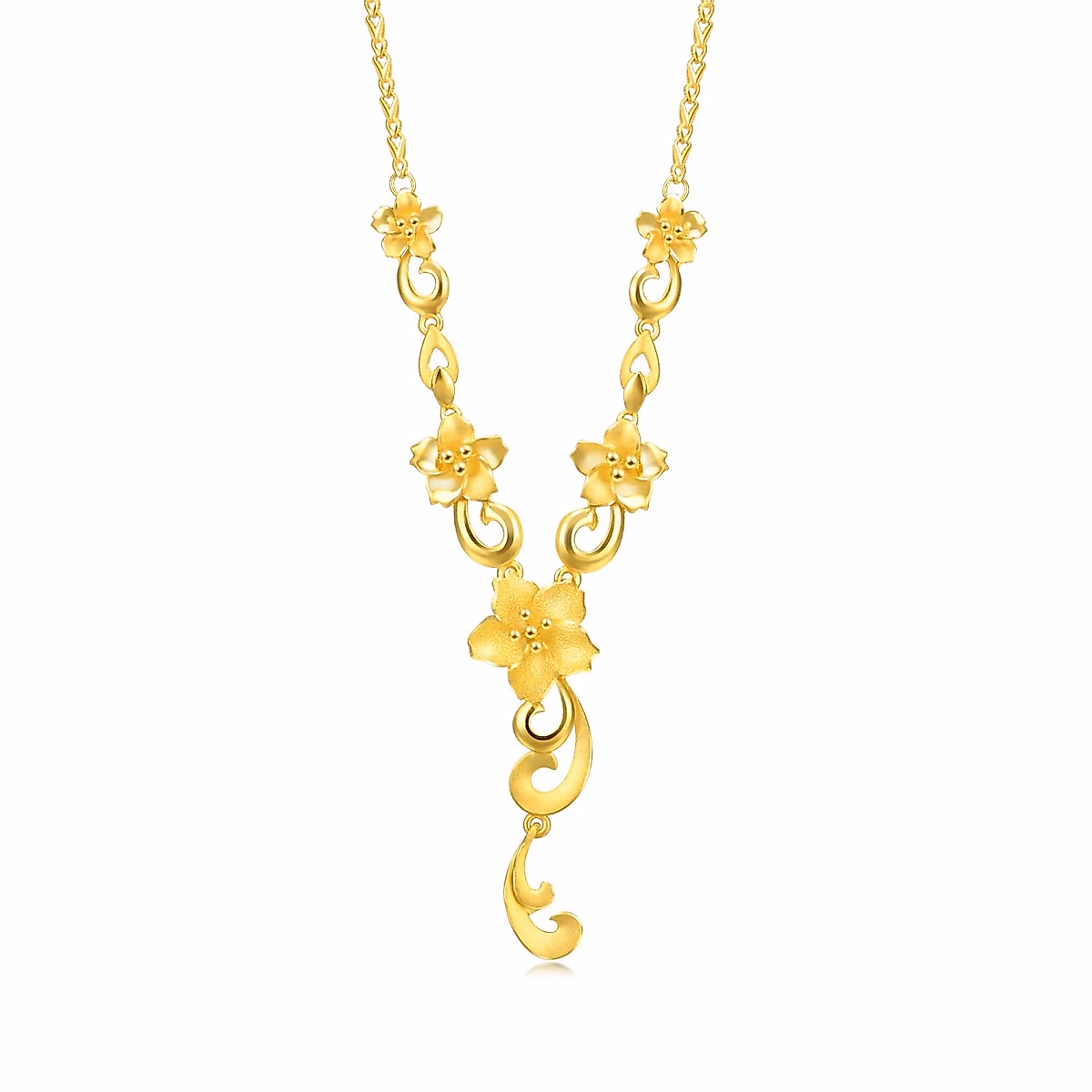 CHOW SANG SANG 999.9 24K Solid Gold Price-by-Weight 19.79g Gold Floral Necklace for Women and Wedding Occasion 49452N