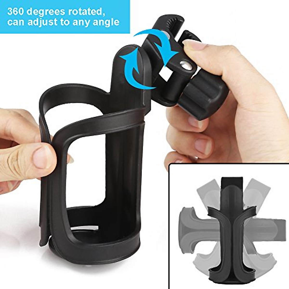 Accmor Bike Cup Holder, Bike Water Bottle Holders, Universal 360 Degrees Rotation Cup Holder for Bicycle, Stroller, Scooter, Walker, Wheelchair, Bike Bottle Holders for Kids Adults, 1 Pack