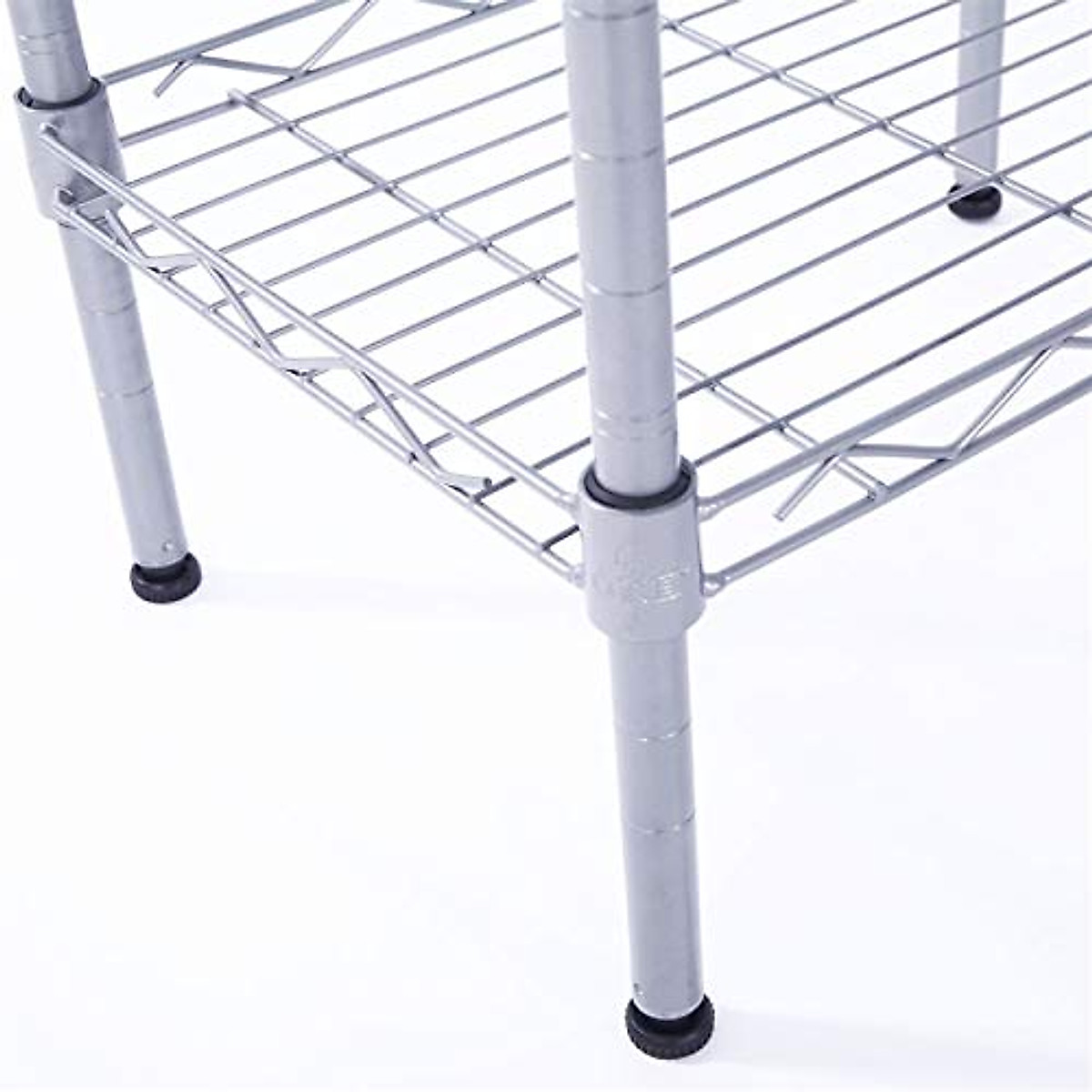 4-Wire Shelving Silver Gray Metal Storage Rack Height Adjustable Shelves, Heavy Duty Commercial Grade Steel Utility Layer Shelf Rack Organizer for Restaurant, Pantry, Kitchen Garage, 13.8"x9.8"x31.5"