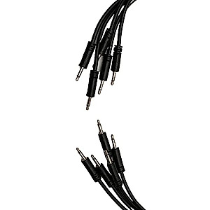 Luigis Modular Supply Spaghetti Eurorack Patch Cables - Package of 5 Black Cables, 18 (45 cm)