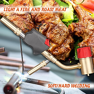 DOMINOX Propane Torch Head, 360 Degrees Portable Trigger Start Turbo Torch Tips Propane, Map, Mapp Gas Torch for Brazing, Soldering, Welding, Ignition, Cooking