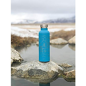 Involve & Evolve Insulated Water Bottle with 3 Lids (Straw Lid) Kids Reusable Double Walled Stainless Steel Flask Metal Stay Wild Thermos 12oz 17oz 20oz 25oz (17 oz, Engraved Blue)