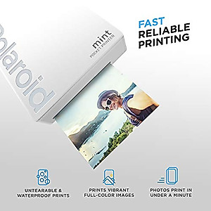 Zink Polaroid Mint Pocket Printer W/ Zink Zero Ink Technology & Built-In Bluetooth for Android & iOS Devices - White