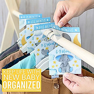 6 Baby Closet Size Dividers Boy - Elephant Baby Closet Dividers by Month, Baby Closet Organizer for Nursery Organization, Baby Essentials for Newborn Essentials Baby Boy, Nursery Closet Dividers Boy
