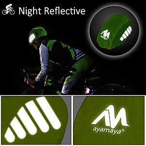 ayamaya Bike Helmet Cover with Reflective Strip, High Visibility Waterproof Cycling Bicycle Helmet Rain Cover Windproof Dustproof Breathable Road Bicycle Helmet Water Cover Ride Gear