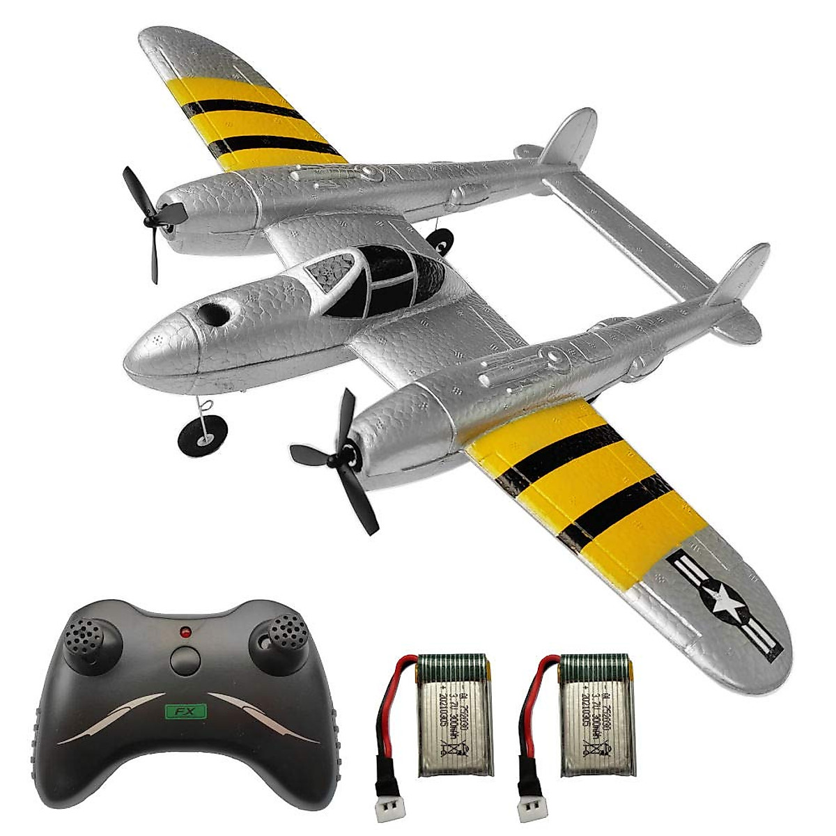 DAILIOT RC Plane 2 Channel Remote Control Airplane Ready to Fly RC Planes for Beginner, Advanced RC Foam Airplane for Kids Boys Beginner, Easy & Fun to Fly P38 Lightning Fighter with 2 Batteries