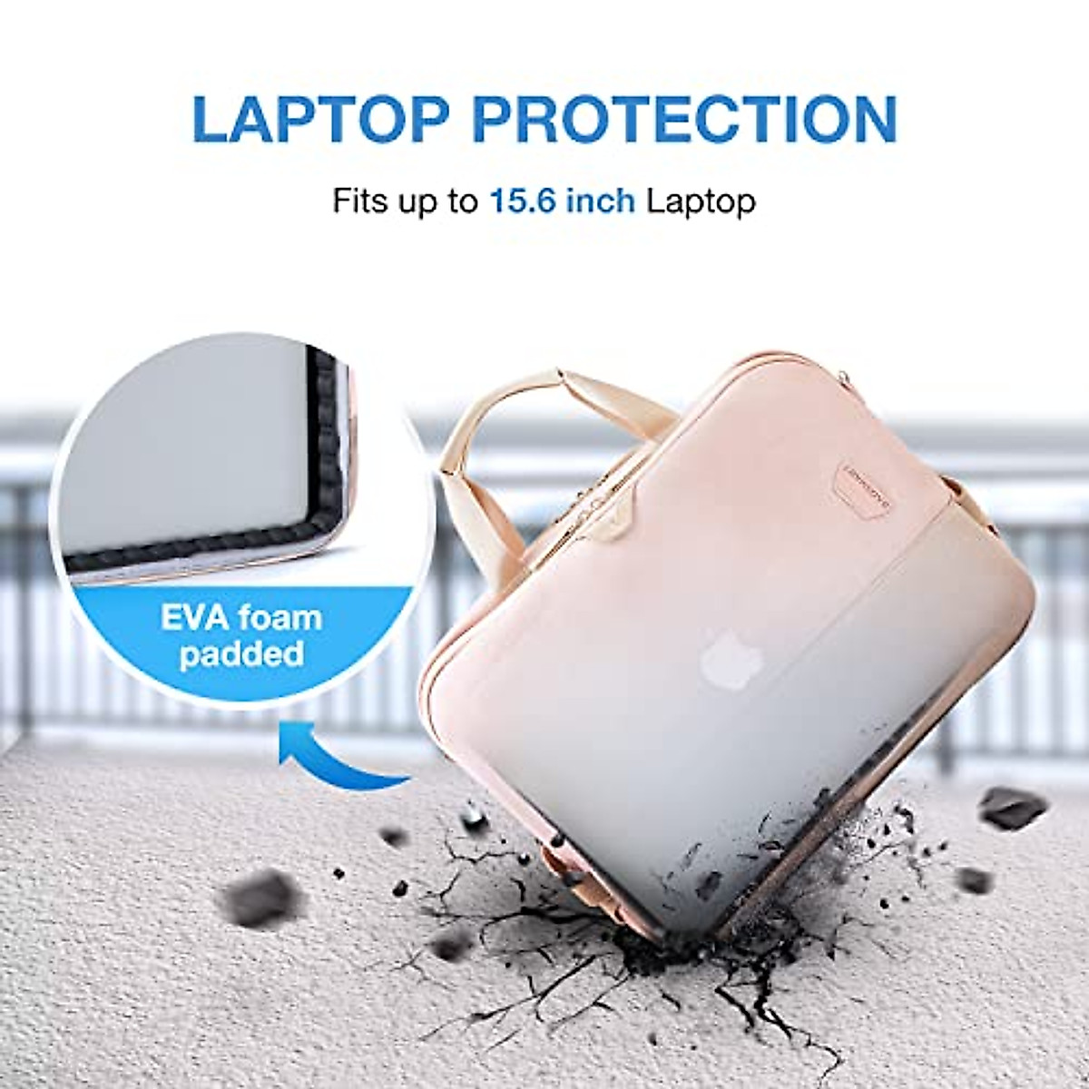 BAGSMART Laptop Bag for Women, 15.6 Inch Laptop Briefcase, RFID Blocking Laptop Case, Computer Bag Shoulder Messenger Bag