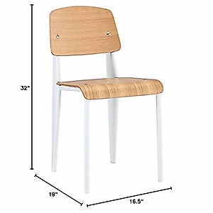 Modway Cabin Modern Wood and Metal Kitchen and Dining Room Chair in Natural White