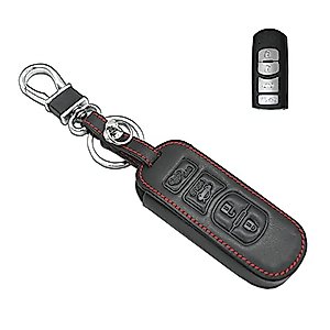 Compatible with fit for 2018 2017 Mazda CX-5 CX-7 CX-9 Mazda 3 6 MX-5 Miata Toyota Yaris Leather Smart Keyless Entry Remote Control Key Fob Cover Pouch Bag Jacket Case Protector Shell