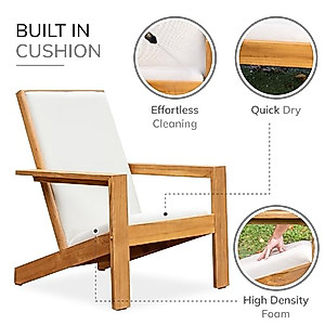 Cambridge Casual Napa Wood Outdoor Adirondack Chair, Natural Teak/Textiline Tan