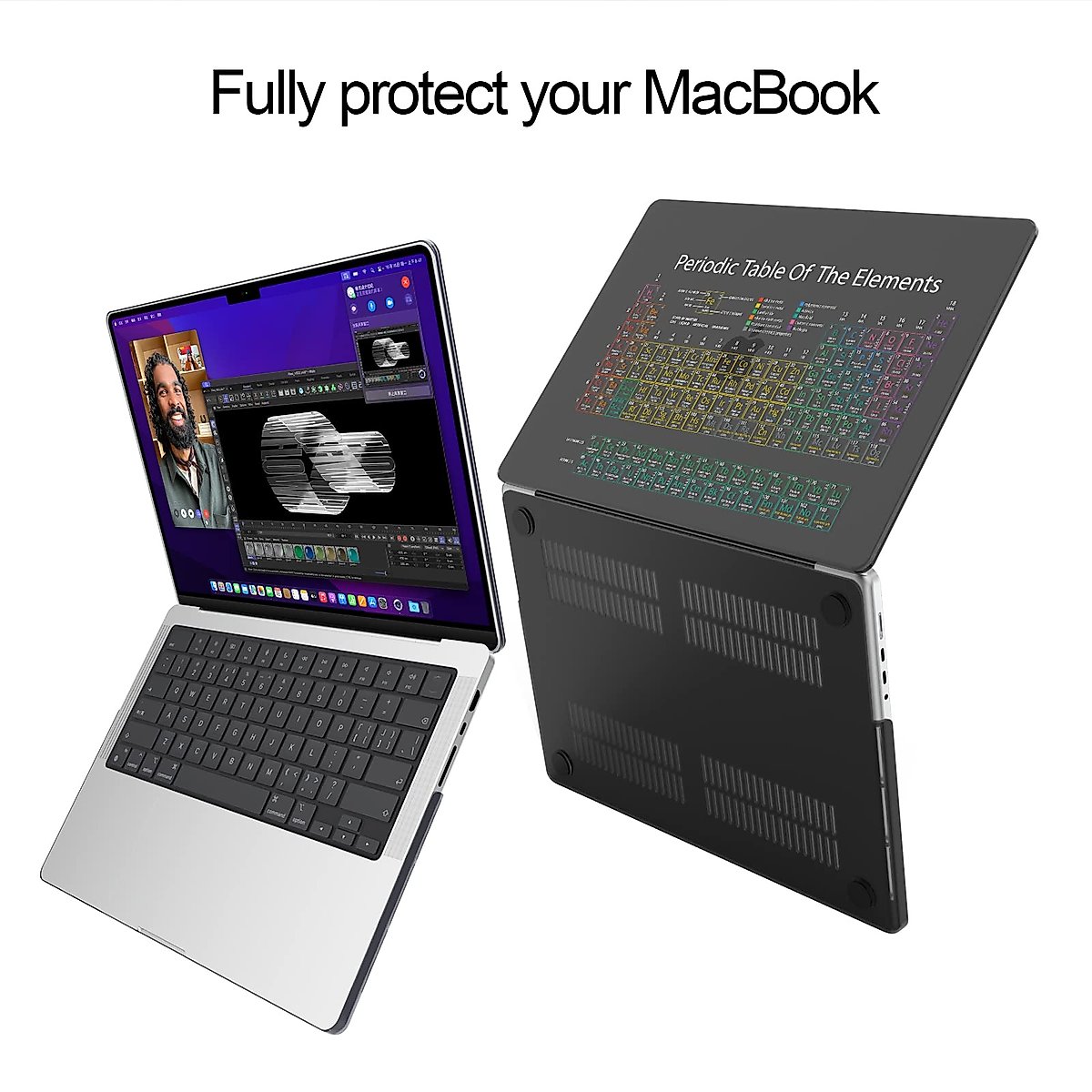 SanMuFly Compatible with MacBook pro 16 Case 2021 Release A2485 M1 Pro/Max,Printed Crystal Black Shell & Keyboard Cover & Screen Protector,Chemistry Science Periodic Table of The Elements Case