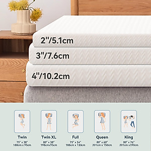 AMICLIBER 3 Inch Twin Gel Memory Foam Mattress Topper, Cooling Bed Topper with Removable Cover, Soft & Pain Relief & Breathable, CertiPUR-US & Oeko-Tex Certified