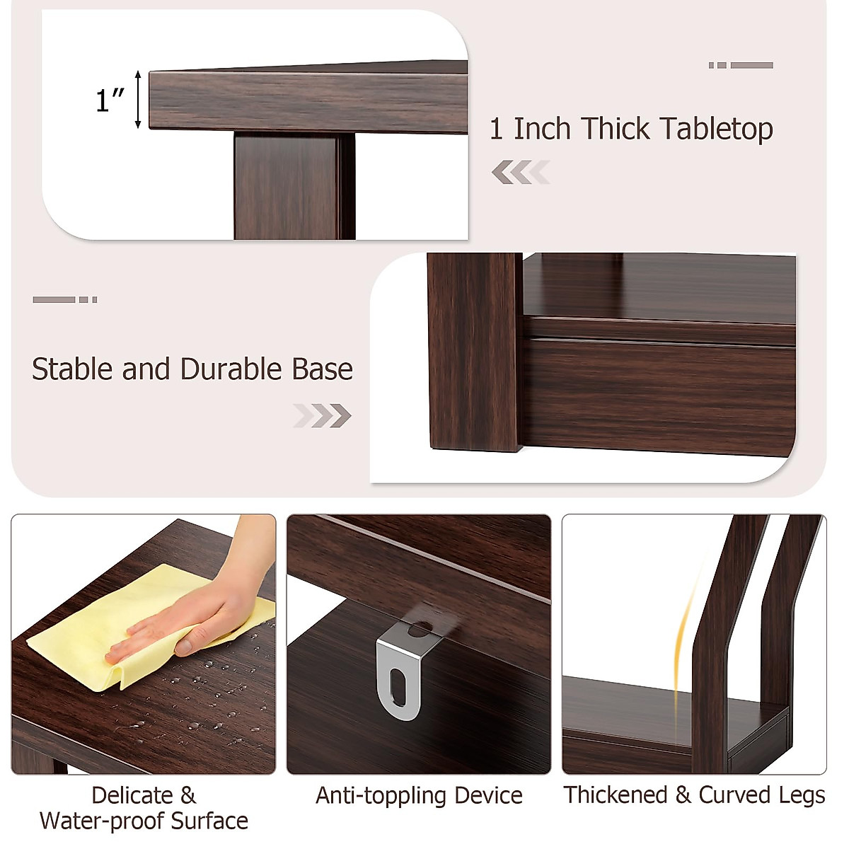 KOTEK 47'' Console Table with Storage Drawer and Shelves, Narrow Sofa Table, Accent Foyer Table, Entryway Table for Hallway, Living Room, Easy Assembly (Coffee)