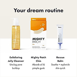 Mighty Patch Chin from Hero Cosmetics - XL Contoured Hydrocolloid Chin Patch for Blemishes and Pimples, Non-Irritating, Vegan-Friendly, Not Tested on Animals (10 Count)