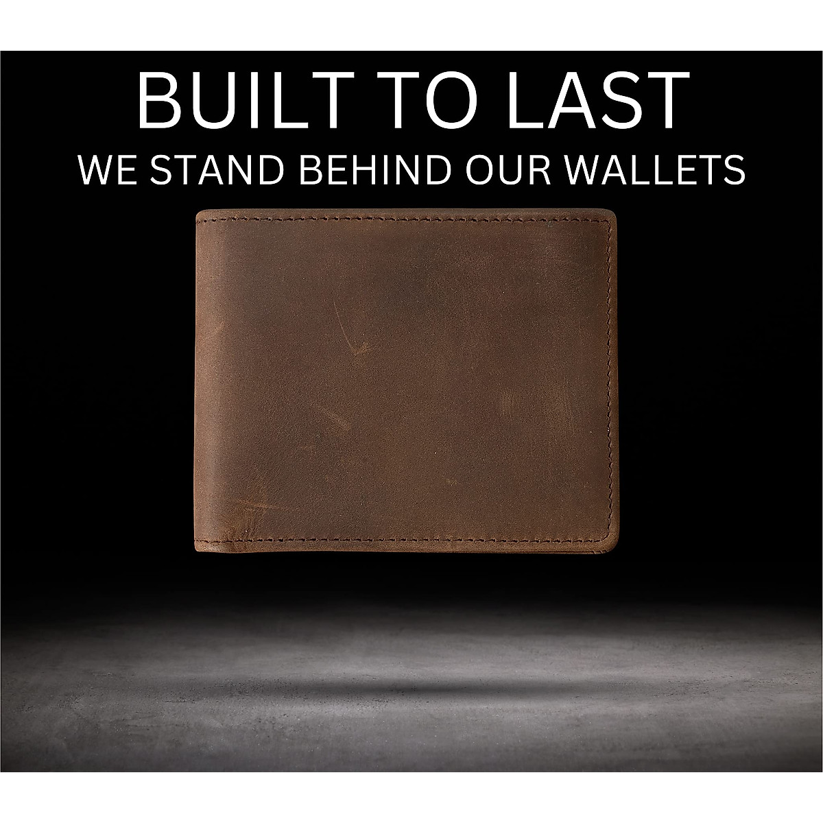Stealth Mode Brown Leather Bifold Wallet for Men With ID Window and RFID Blocking, One Size