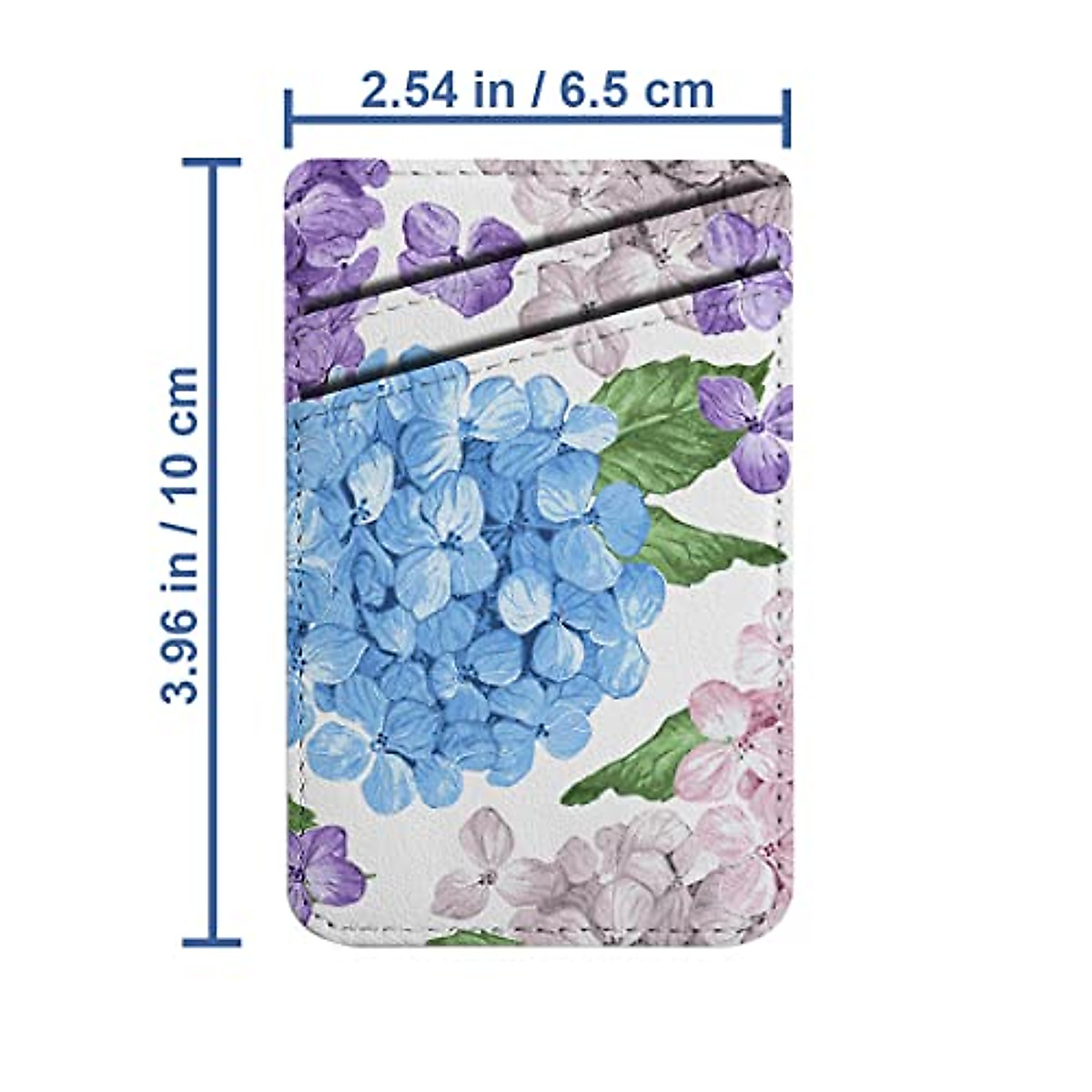 Diascia Pack of 2 - Cellphone Stick on Leather Cardholder ( Hydrangea Flowers Petals Leaves Watercolor Pattern Pattern ) ID Credit Card Pouch Wallet Pocket Sleeve