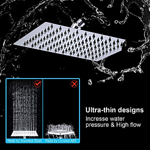 Shower Head, High Pressure 8'' Rainfall Stainless Steel Shower Head/Handheld Combo with 60'' Hose Anti-leak Shower Head with Holder, Flow Regulator, Chrome, 4 Shower Hooks (8'' Showerhead Set, Sliver)