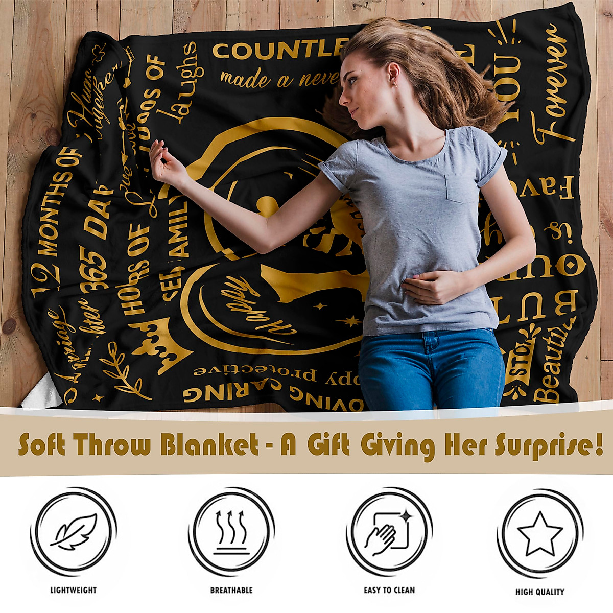 Amonee-YL 1 Year Wedding Anniversary Blanket 50"X60", 1 Year Anniversary Romantic Gifts for Him/Her, 1st Anniversary Wedding Gifts for Husband/Wife, Wedding Gifts for Couples One Year Anniversary