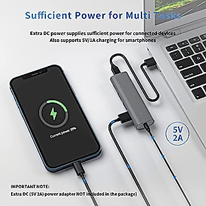 USB 3.2/3.1 Gen 2 Hub, 4-Port Powered USB Gen 2 Hub (USB-C to USB-A x3 & USB-C), Aluminum 10Gbps SuperSpeed USB-C Data Hub for Mac/Laptop/PC, Compact USB Splitter