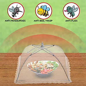 Food Covers for Outside Dining - Mesh Food Covers for Outdoors, Fly Covers for Outdoor Food - Collapsible Food Tent, Food Umbrella Mesh Cover - 4-Pack Picnic Food Covers - 14"x14" & 17"x17" Food Nets