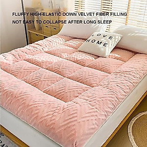 MTNBHH Japanese Home Soft Cushion, Floor Mattress, Winter Thickened Roll Up Mattress, Folding Sleeping Bed Pad for Home Camping Couch(Orange,150 * 200cm)