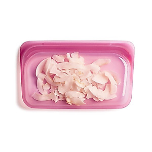 Stasher Premium Silicone Reusable Food Storage Snack Bag, Hibiscus | Microwave, Sous Vide, Dishwasher, Oven and Freezer Safe | BPA Free, Leak-free, Eco-friendly, 12 Oz