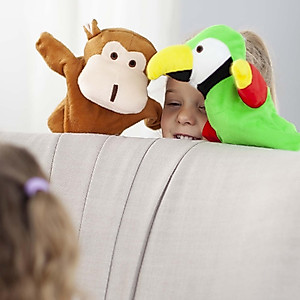 Excellerations Plush Imaginative Play Animal Hand Puppets, Set of 12, Educational Toy, Preschool Classroom, Home School