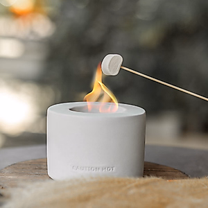 Frontsea Tabletop Rubbing Alcohol Fire Pit, Portable Tabletop Fireplace Concrete Bowl, Outdoor Indoor Ethanol Fireplace for Farmhouse, Valentine's Day, Party, Dining and Birthday