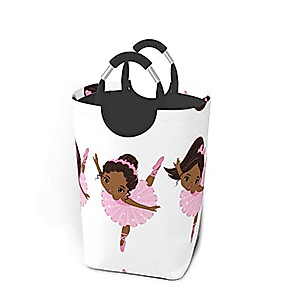 Laundry Hamper African Ballerinas Girls Collapsible Laundry Basket For Baby Nurseries Waterproof Basket with Handles Washing Organizer Large Capacity Storage Bins