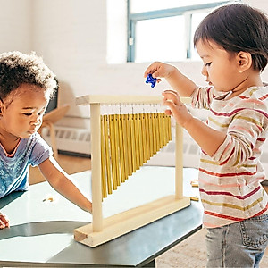 Dilwe 20 Bars Percussion Chimes, Single-Row Musical Percussion Instrument with Wood Stand Stick