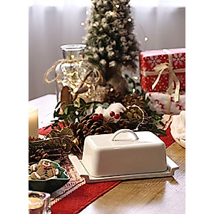 Sweese 318.101 Butter Dish with Lid, Butter Keeper with Handle - TBSP Markings, for Kerrygold, East and West Coast Butter, White