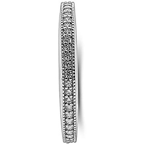 ORO LEONI 925 Sterling Silver Cubic Zirconia Stackable Ring. (SILVER-2, 8)