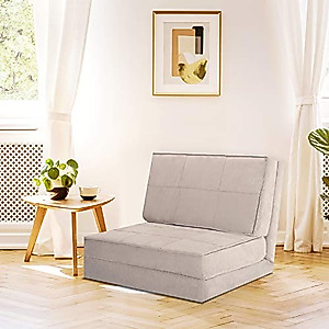 Giantex 5-Position Adjustable Convertible Flip Chair, Sleeper Dorm Game Bed Couch Lounger Sofa Chair Mattress Living Room Furniture, Gray