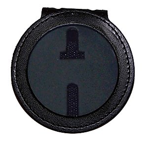 Round US Marshal Belt Clip Badge Holder Chain (2-1/4 inch recessed Cutout, Cutout PF281) Black Leather