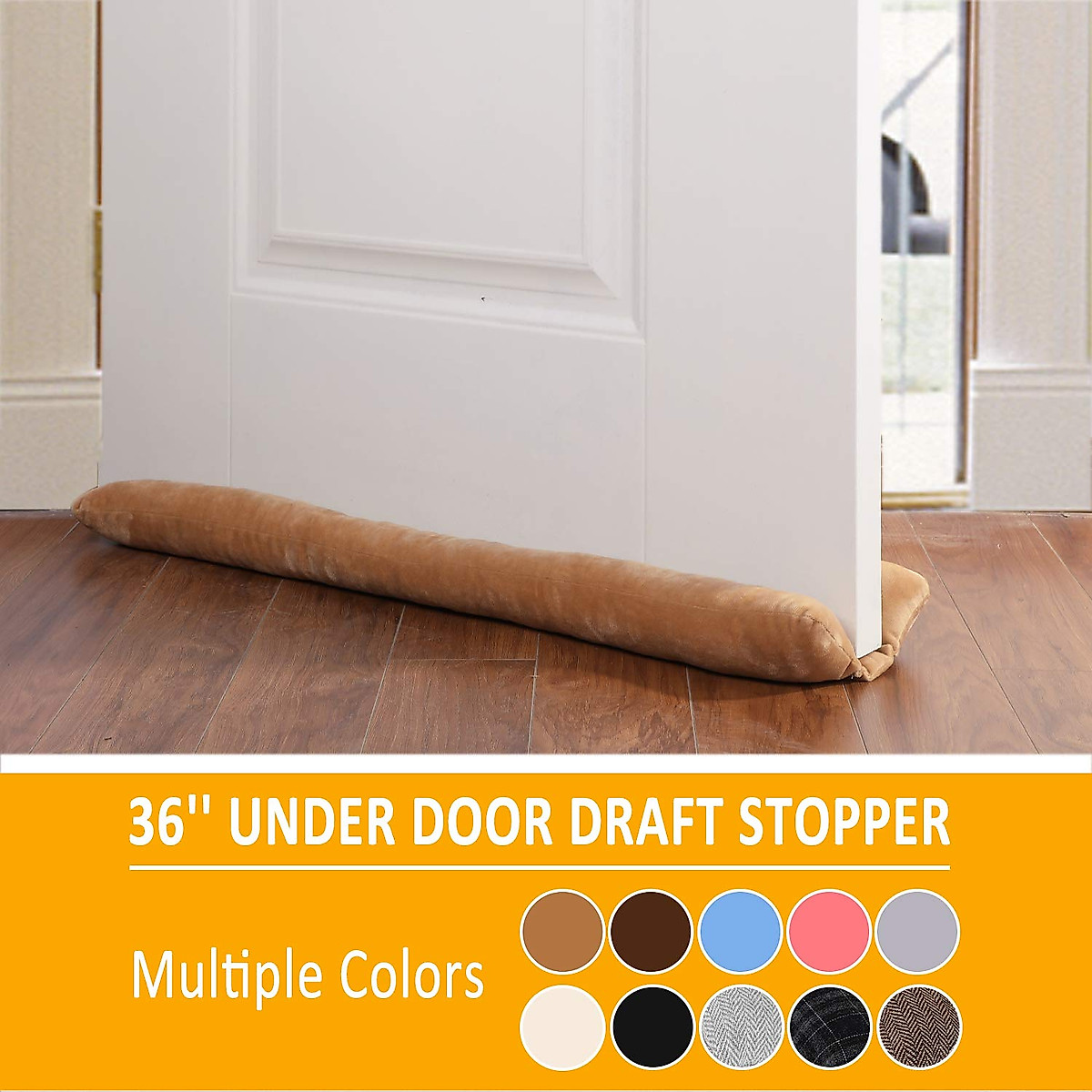 GNEGNI Improved Gap Height Adjustable Under Door Draft Stopper, 36 Inch Double Draft Blocker for Bottom of doors Noise Reduction Windproof