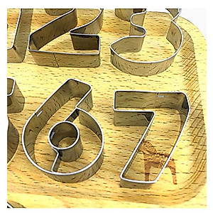 Numbers Cookie Cutters 2 Inches 9pcs Jelly Fondant Cutter set, Stainless Steel, Large Number cutter for Fondant Biscuit, Cake, Fruit, Vegetables, or Dough Stainless Steel (2'' Number cutter)